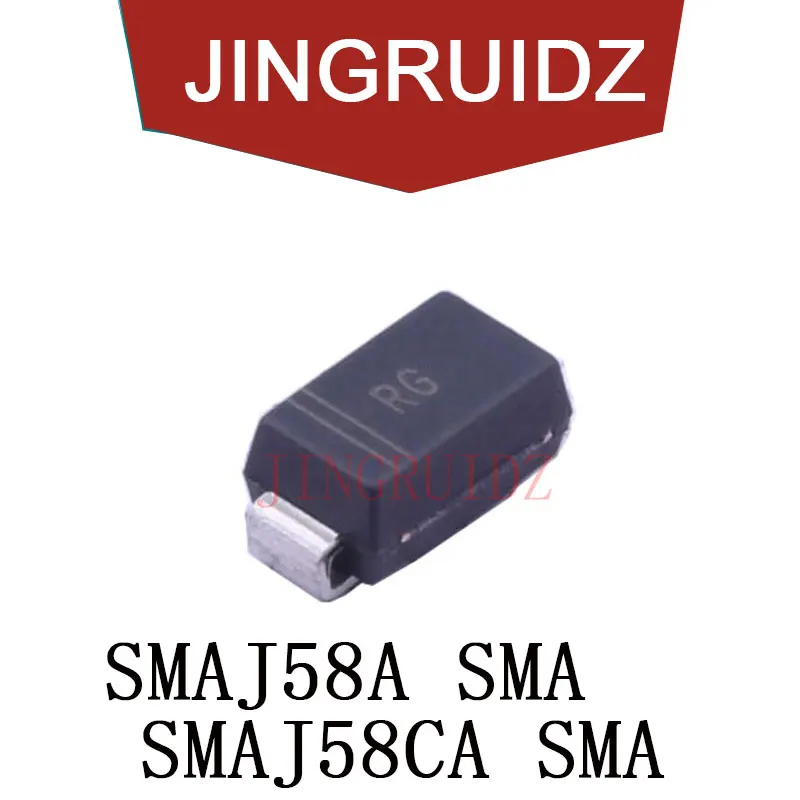 100pcs-TVS-diode-400W-58V-SMAJ58A-SMAJ58CA-silk-screen-RG-ZG-SMA-DO-214AC-unidirectional ...