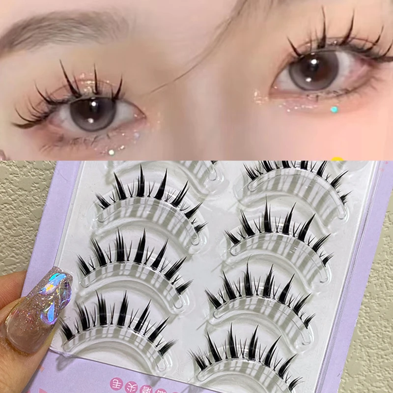 New Hand Thick False Eyelashes Tapered Cross Messy Soft Natural Fake ...