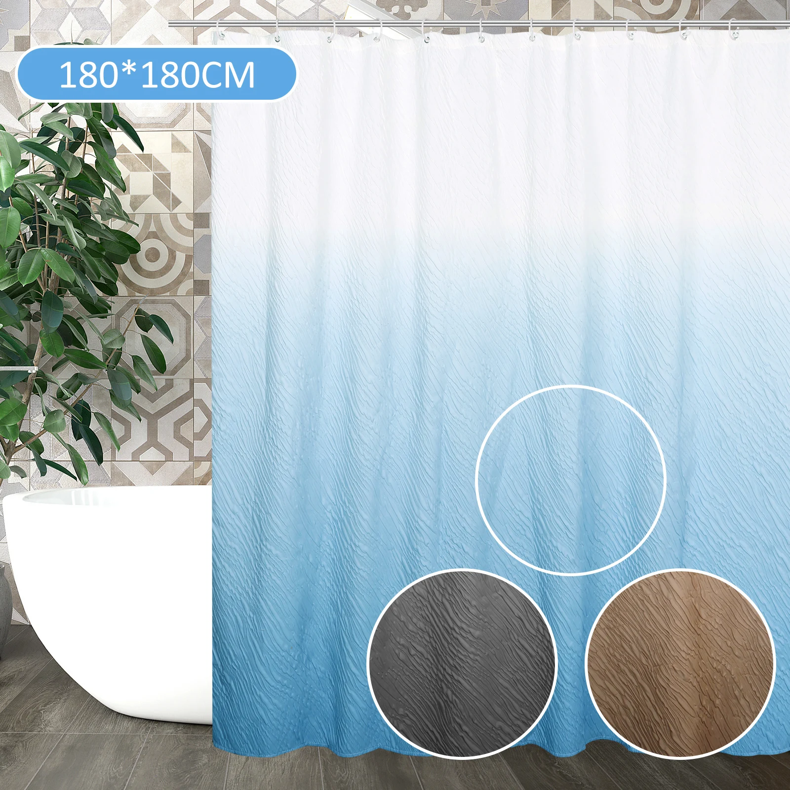 Shower-Curtain-Modern-Style-Waterproof-Bathroom-Curtain-Blue-Grey-and ...