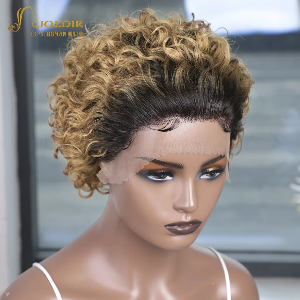 Joedir-Pixie-Cut-Wig-Highlight-Lace-Wig-Spring-Curl-Short-Bob-Human ...
