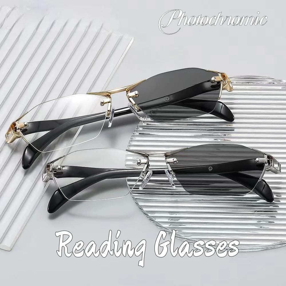 2025 Photosensitive Color Changing Frameless Reading Glasses High ...