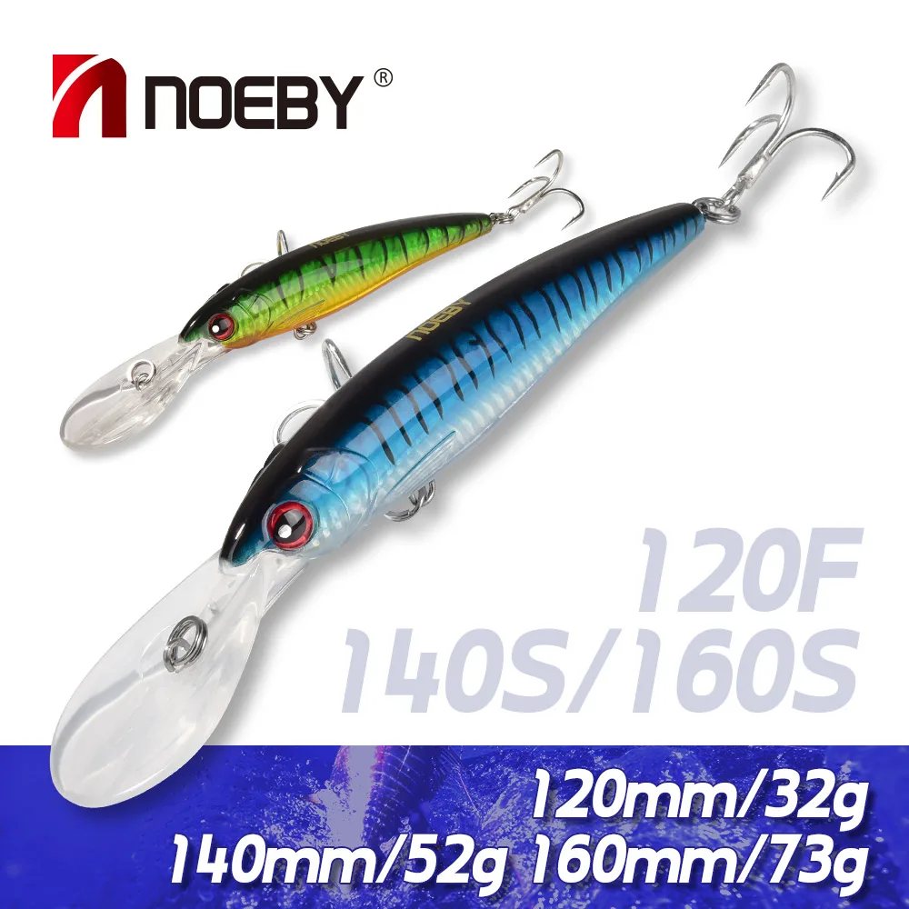 Noeby Trolling Minnow Fishing Lures 12cm 14cm 16cm Floating Slow Sinking Wobbler Artificial Bait ...