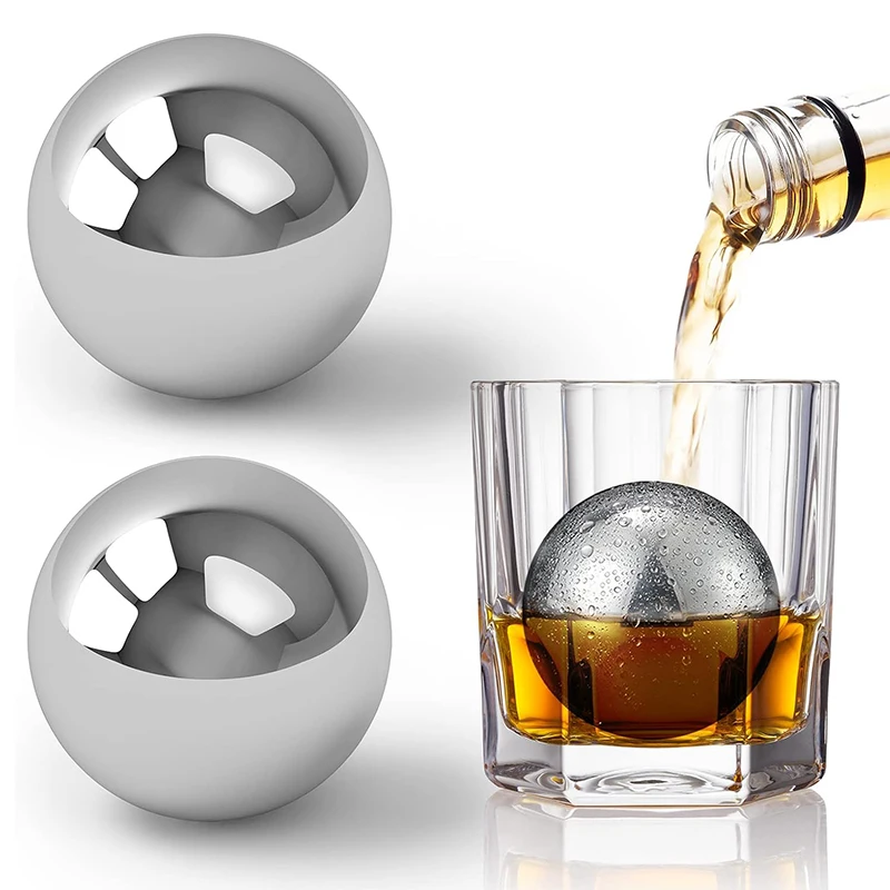 2-4pcs-Reusable-Stainless-Steel-Ice-Cubes-Round-Metal-Ice-Balls-Set ...