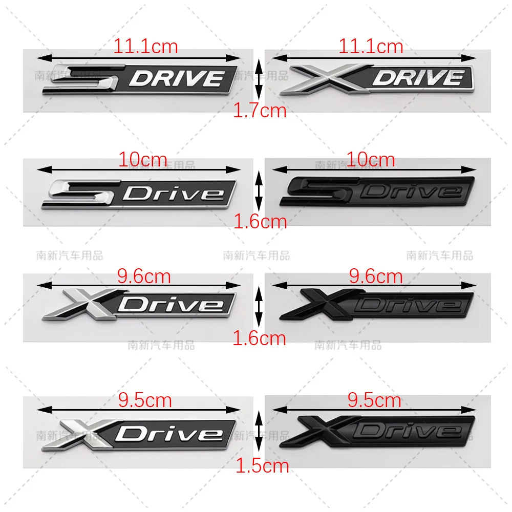 1X-New-Chrome-Black-Fender-lowercase-Letters-XDrive-Emblems-for-BMW-1-3 ...