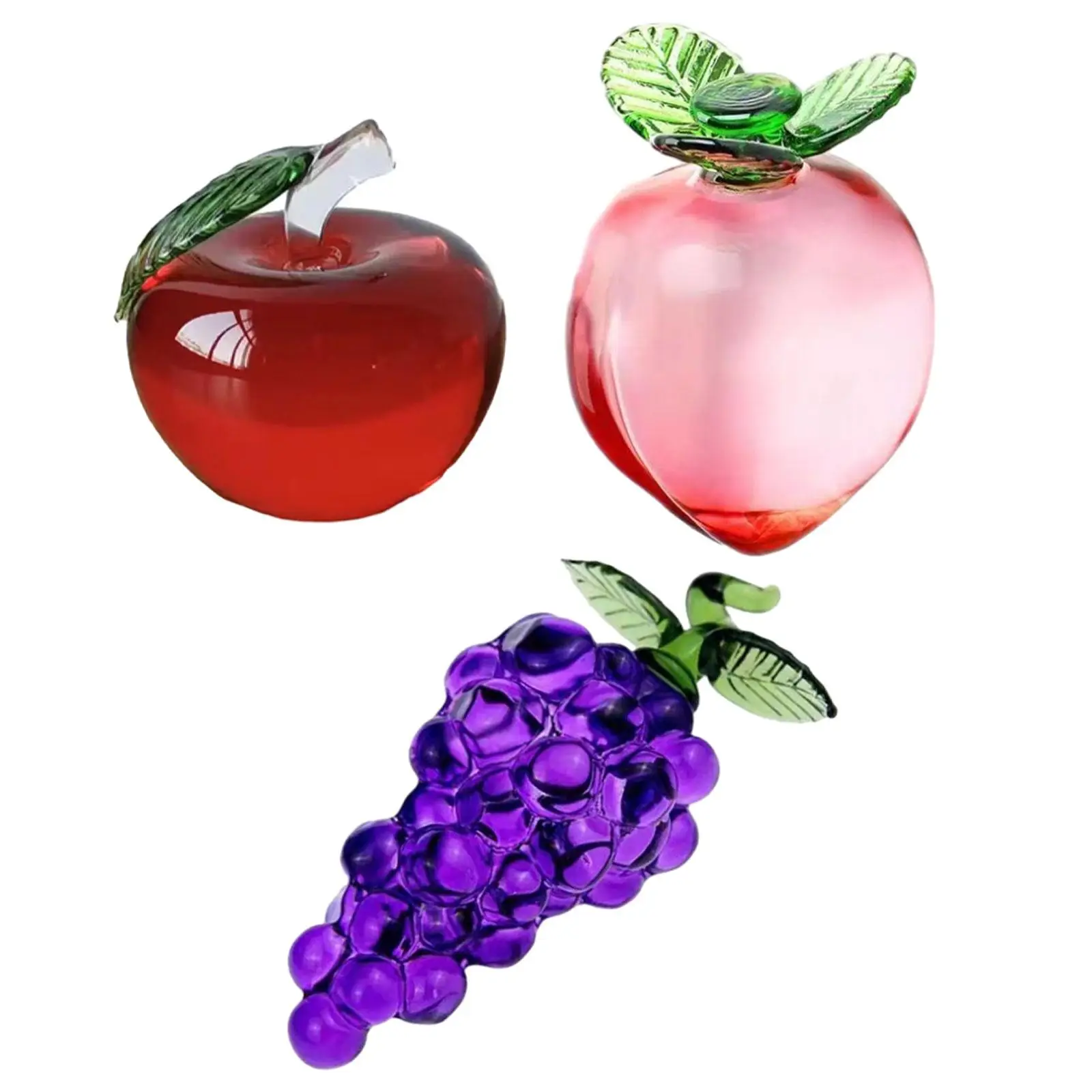 Glass Fruit Figurine Paperweight Crafts Decorative Miniature Crystal ...