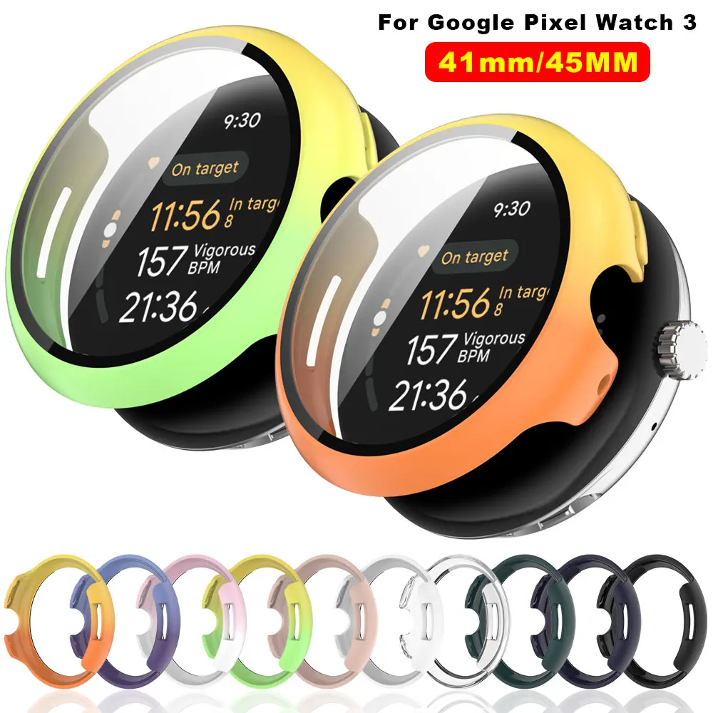 Tempered Glass + Cover Case For Google Pixel Watch 3 41mm 45mm PC ...