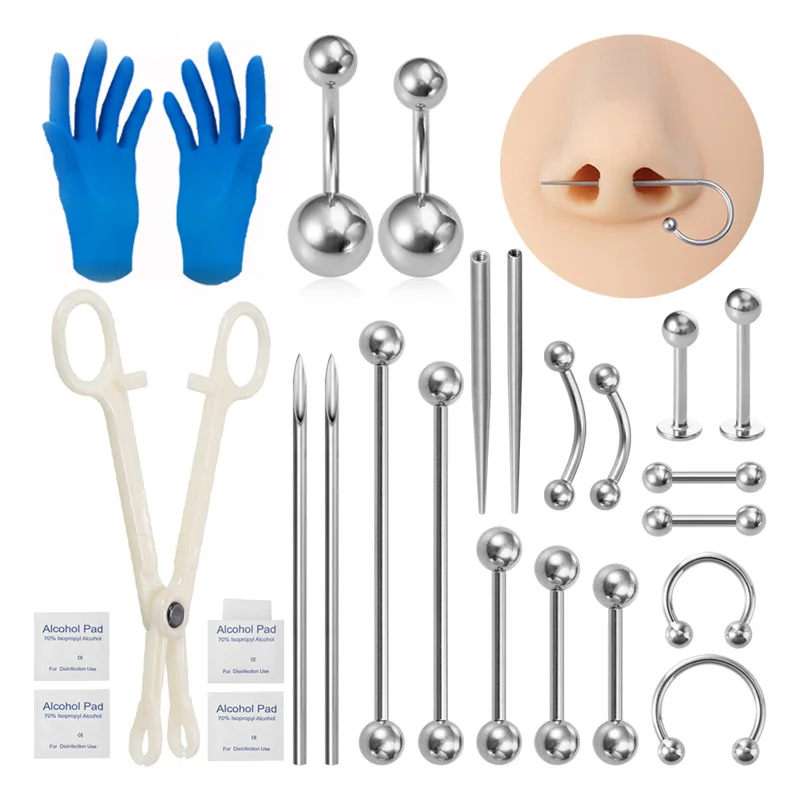 Kit de herramientas de acero quirúrgico para Piercing corporal, agujas ...