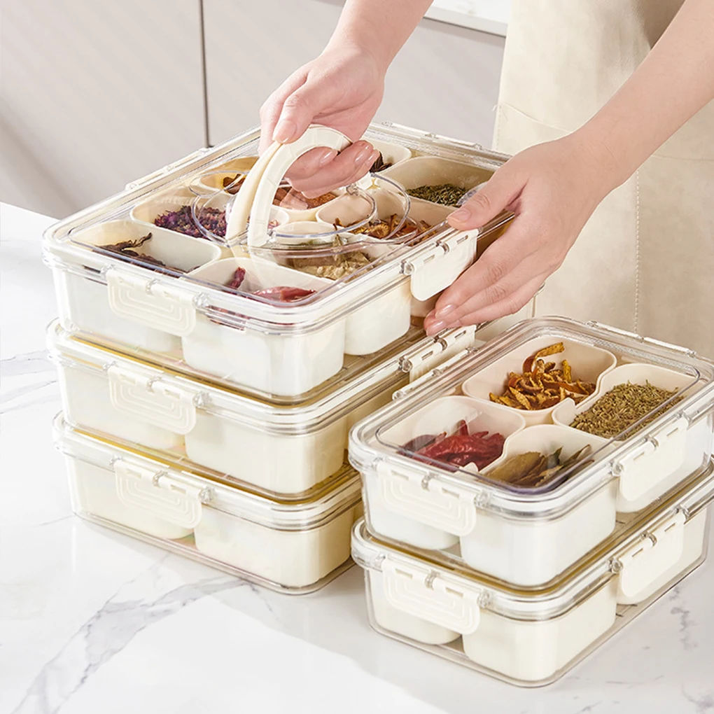 4-8-Compartments-Divided-Serving-Tray-with-Lid-Veggie-Tray-Portable ...