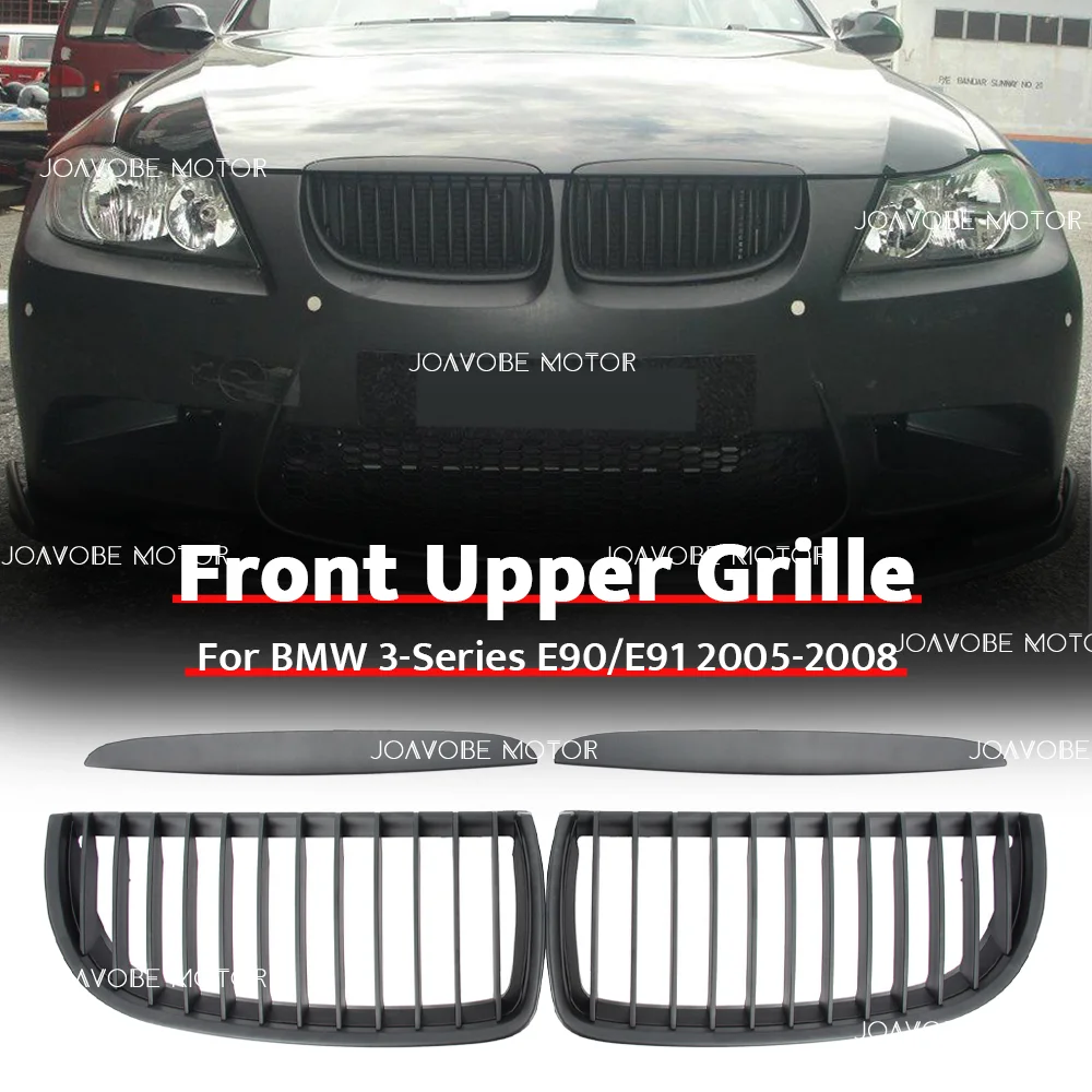 Matte Black Single Line Style Front Bumper Grille For BMW 3-Series E90 ...