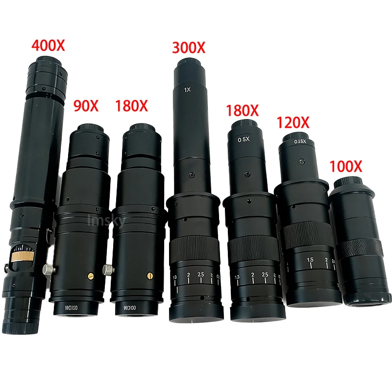 Adjustable 100X 180X 150X 120X 300X 400X 90X Zoom C Mount Lens 0.7X~4 ...