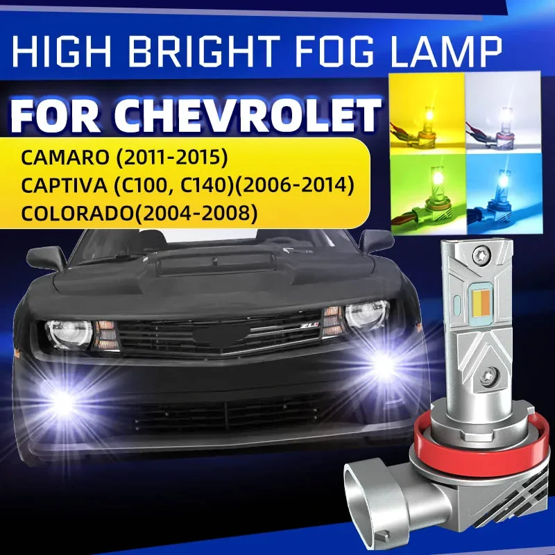 2pcs Car LED Front Fog Lights Bulbs Dual Colors Switchback White Yellow ...