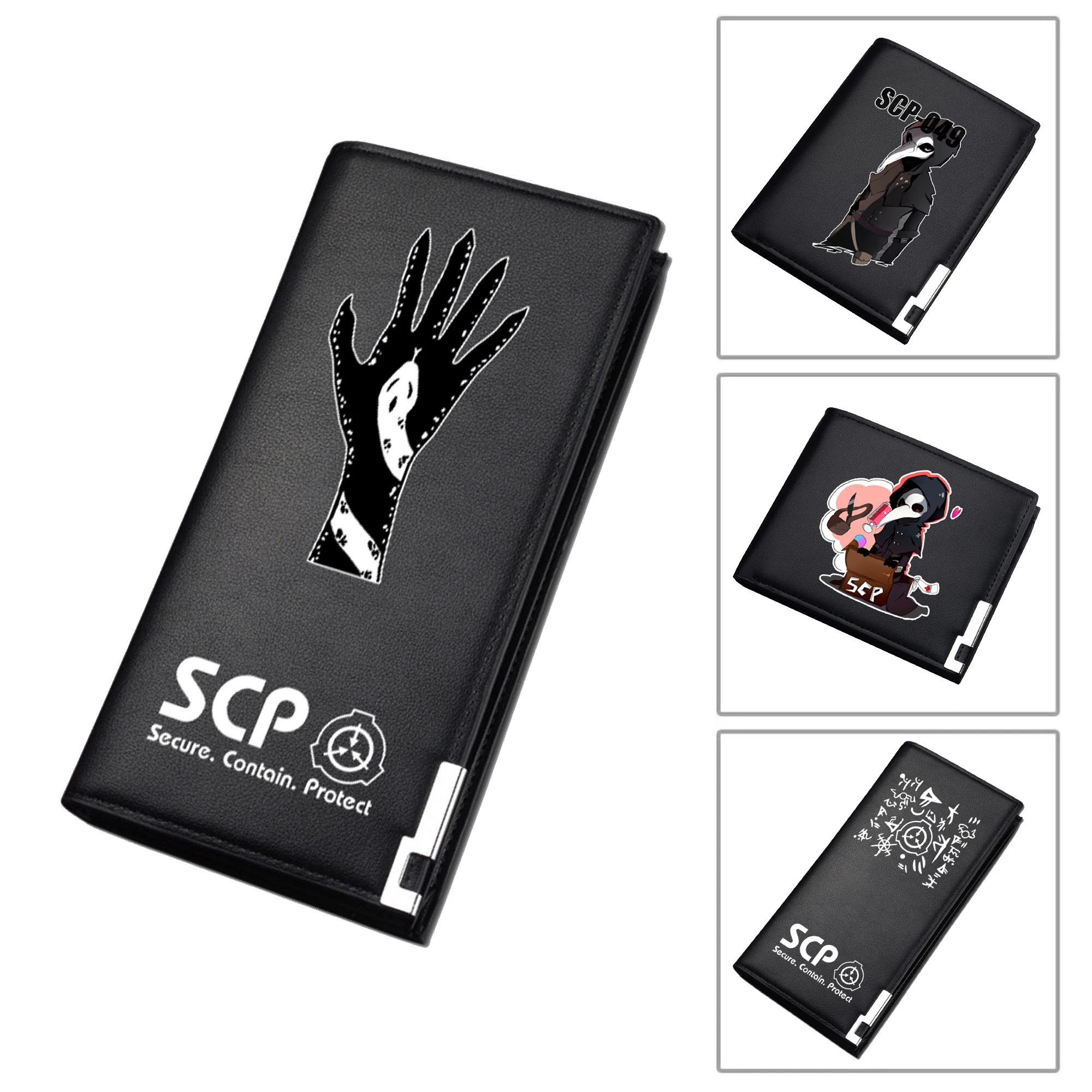 SCP مؤسسة عملات طويلة محفظة بولي Leather محافظ جلدية قصيرة SCP حامل ...