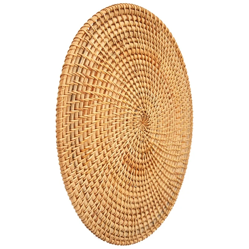 Handwoven-Rattan-Placemats-Round-Wicker-Table-Mats-Natural-Woven ...
