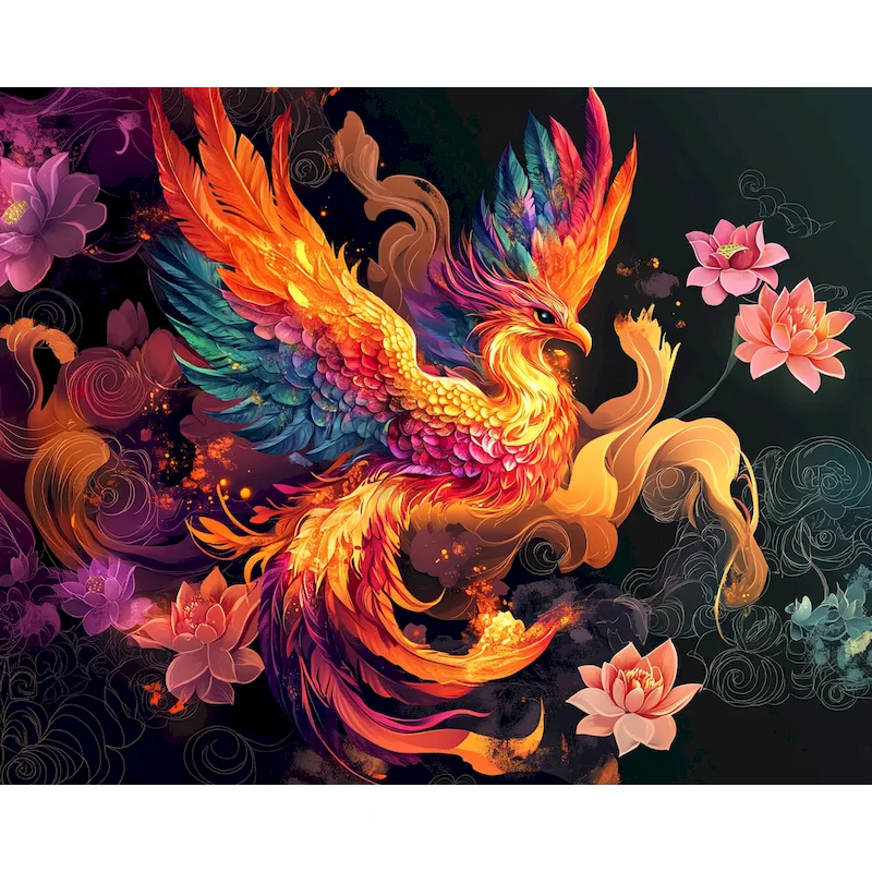 SDOYUNO Painting by numbers Phoenix Handpainted Number painting Animals ...