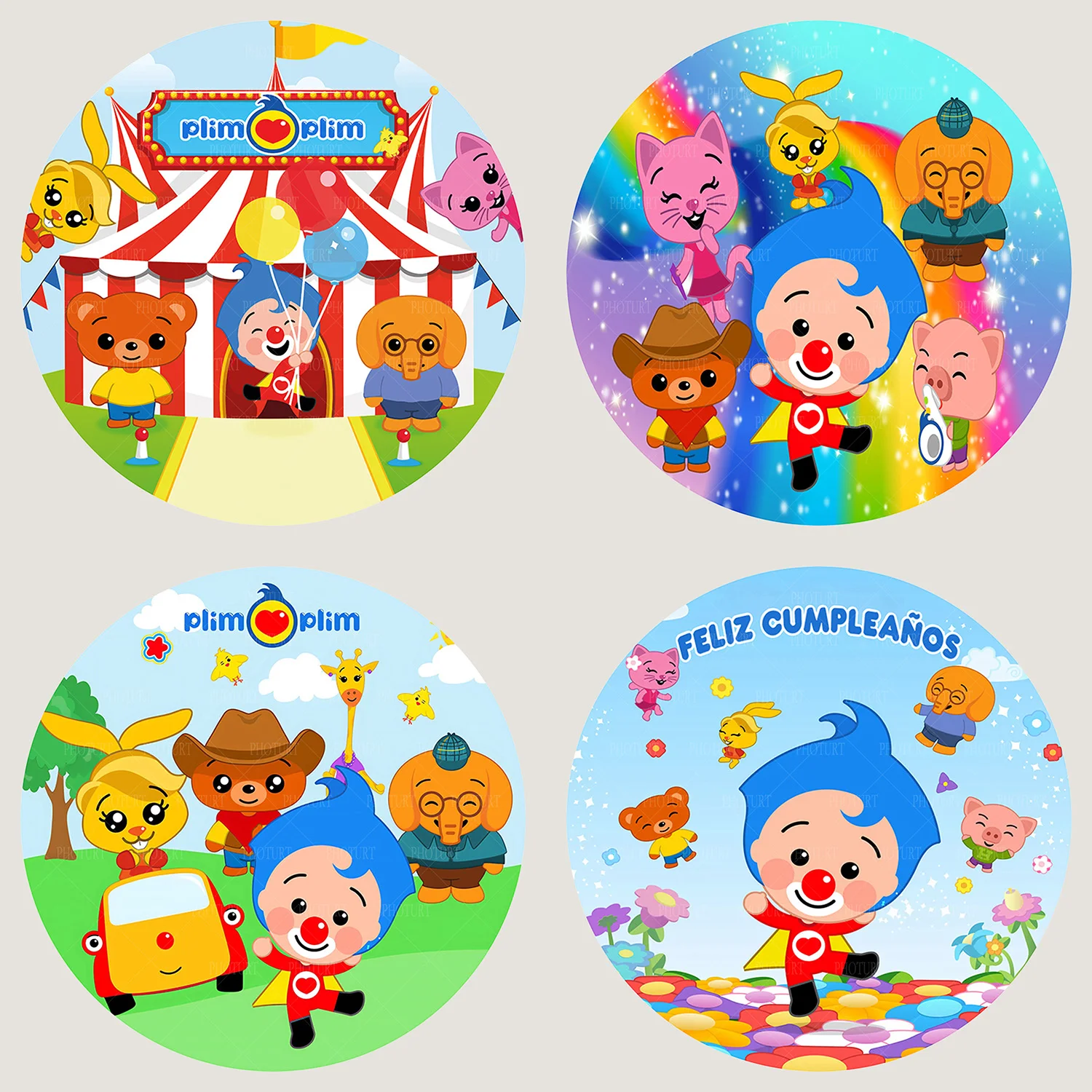 Round-Plim-Plim-Backdrop-Kids-Birthday-Baby-Shower-Background-Cat-Bear ...