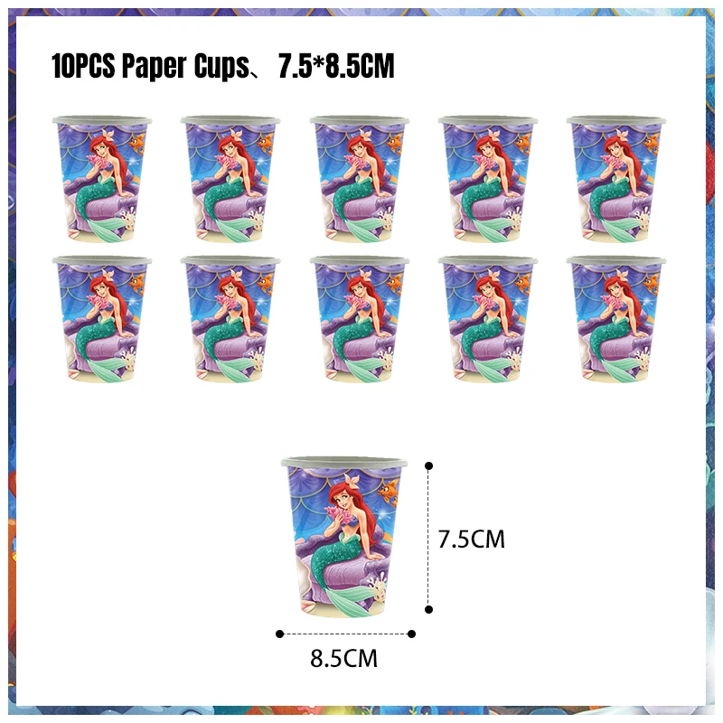Suministros de decoración para fiesta de cumpleaños de La Sirenita de Disney, plato de papel ...