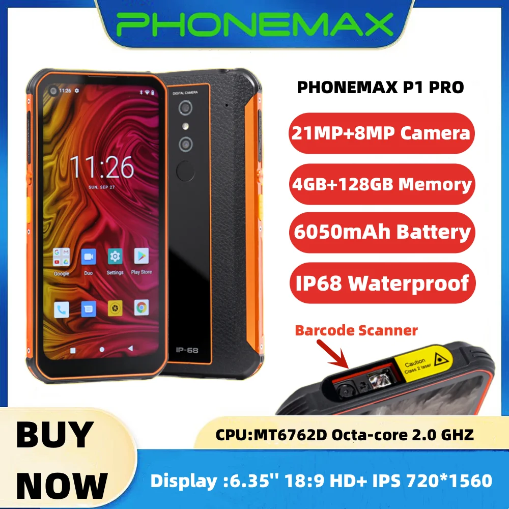 PHONEMAX P1 PRO 4G Rugged Android 10 Smartphone With Honeywell Scanner ...