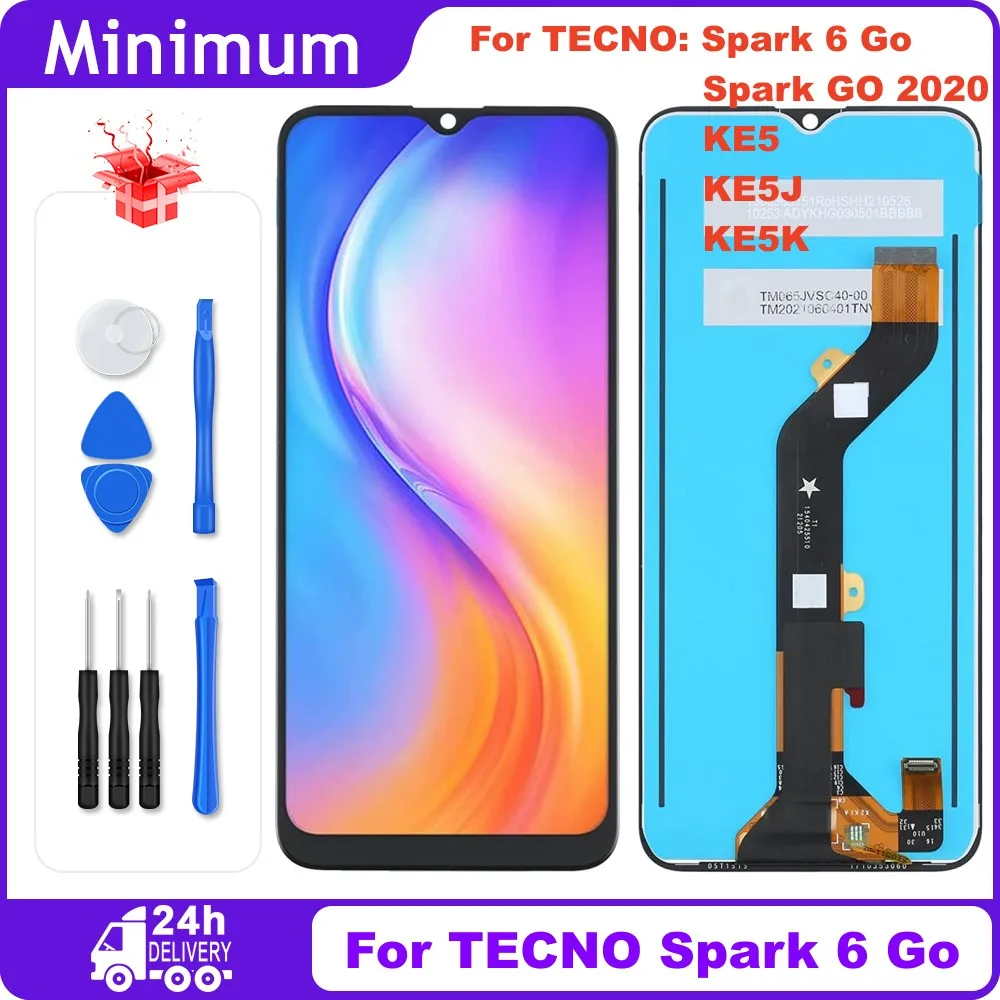 6.52" Original For TECNO Spark 6 Go KE5J KE5K LCD Display Touch Screen ...