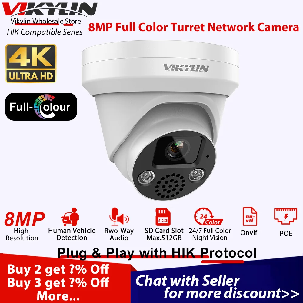 Vikylin-8MP-4K-Security-PoE-Camera-Full-Color-Night-Vision-for ...