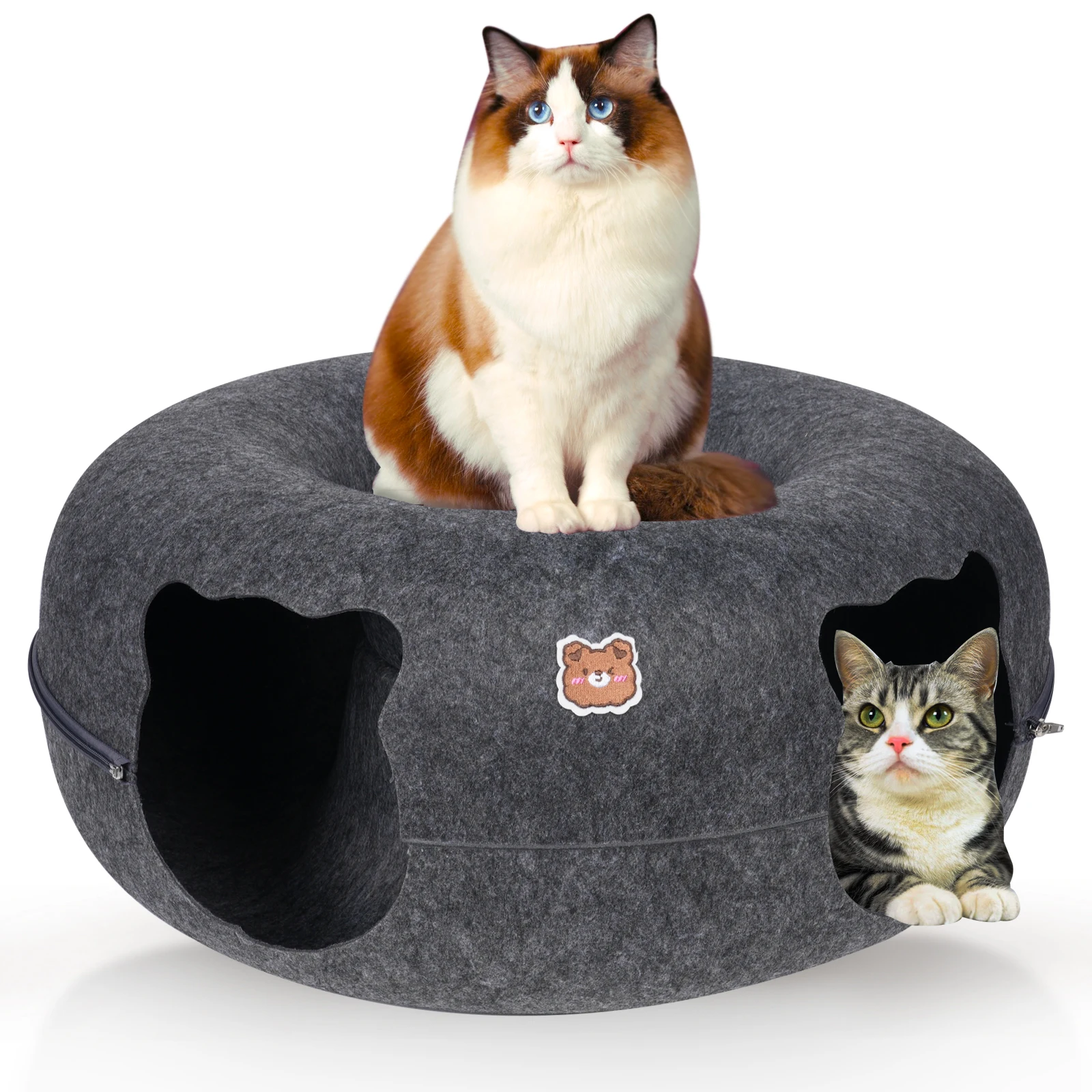 Cat-Tunnel-Bed-for-Cats-Peekaboo-Cat-Cave-Dual-Opening-Cat-Cave-for ...