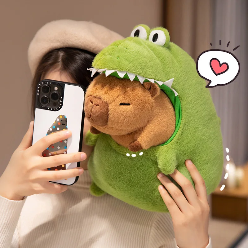 New Capybara With Wearable Green Dinosaur Crocodile Plush Toy Kawaii ...