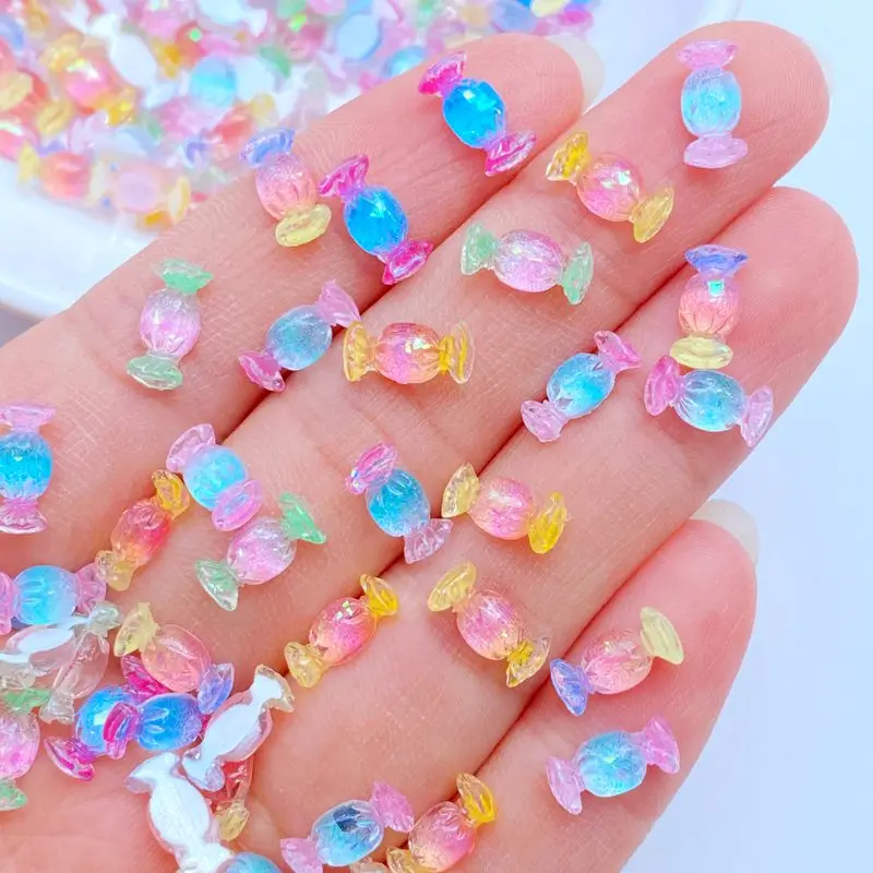 50pcs 3d Resin Nail Cute Mini Colored Candy Nail Parts Accessories ...