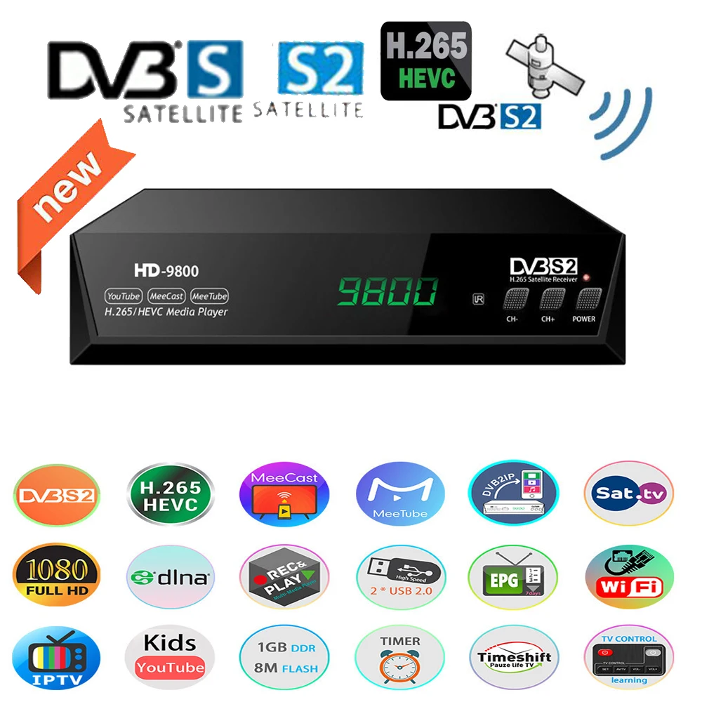 DVB S2 HEVC H265 DVB S2 HD Satelliten Empfänger Tv Decoder Stream Spiegel Bildschirm DVB2IP ...