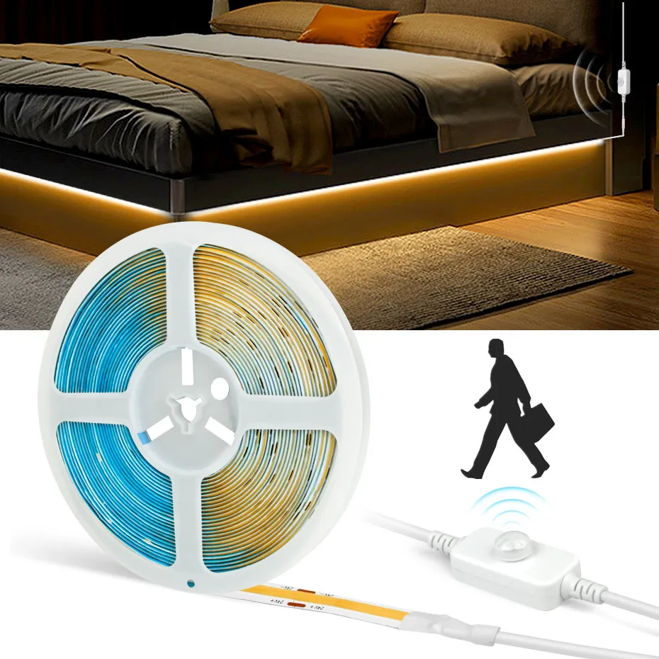 PIR-Motion-Sensor-24V-COB-Led-Strip-Light-5M-10M-320LEDs-m-Led-Tape ...