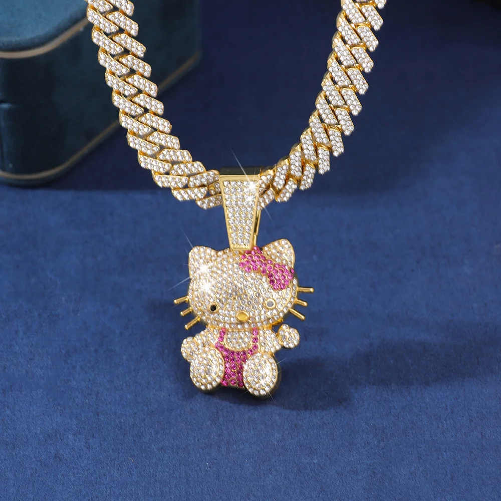 Kawaii-Hello-Kitty-Necklace-Cute-Sanrio-Diamond-Cat-Zinc-Alloy-Pendant ...
