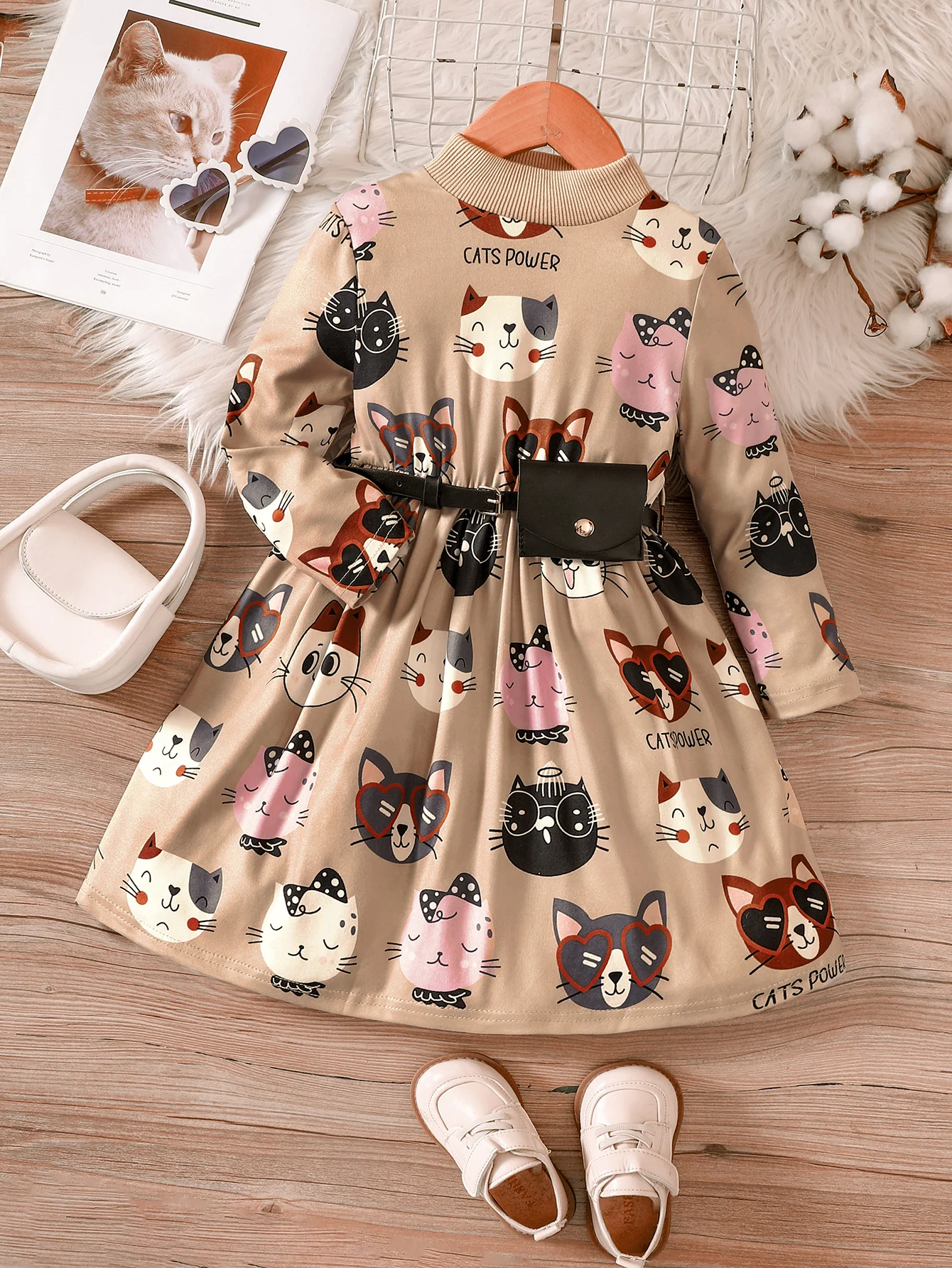 Spring-And-Autumn-Cartoon-Cat-Printed-Long-Sleeved-Dress-For-Small-And ...