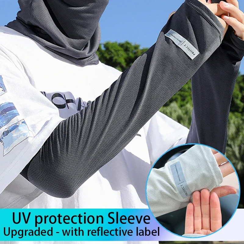 Unisex Cycling Arm Sleeves Ice Fabric Anti-UV Sunscreen Running Cycling ...