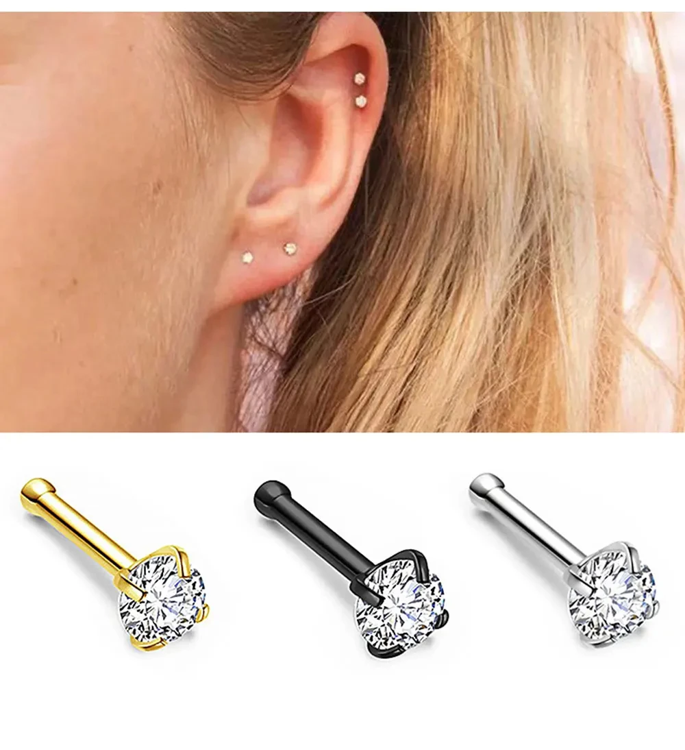 Stainless Steel Sexy Cubic Zircon Steptum Nose Stud Nose Stud Hooks Bar ...