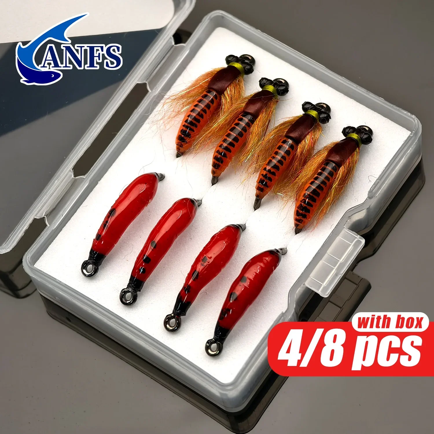 ANFS 4pcs/8pcs Rayon Scud Bug Worm Fly Fishing Lures- Artificial Caddis ...