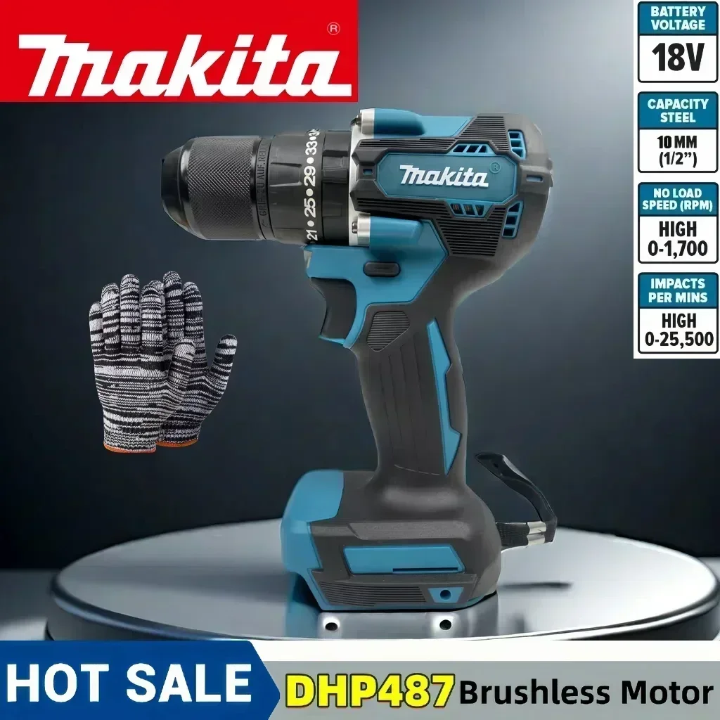 Makita-nuevo-DHP487-taladro-percutor-inal-mbrico-de-13mm-18VLXT-Motor-sin-escobillas ...
