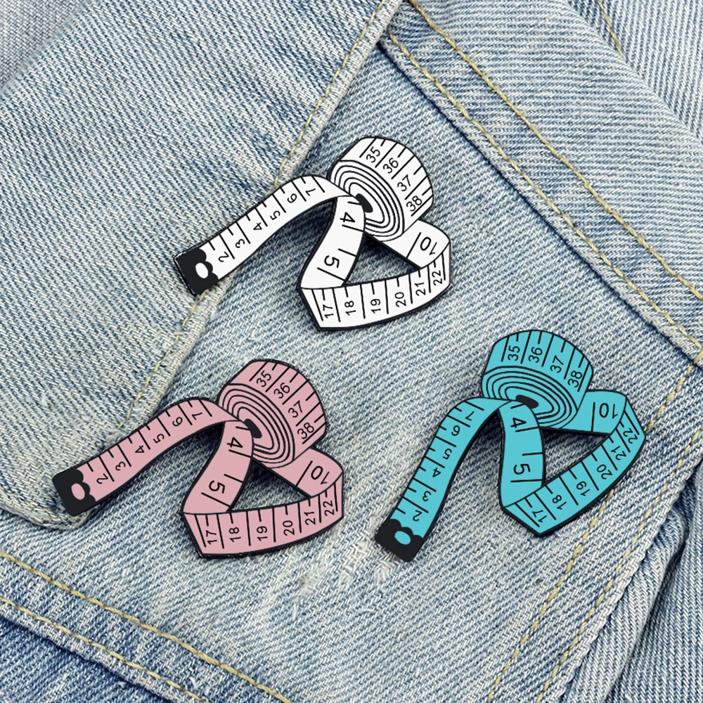 Cartoon-Tape-Measure-Enamel-Pins-Sewing-Tool-Metal-Ruler-Brooches ...