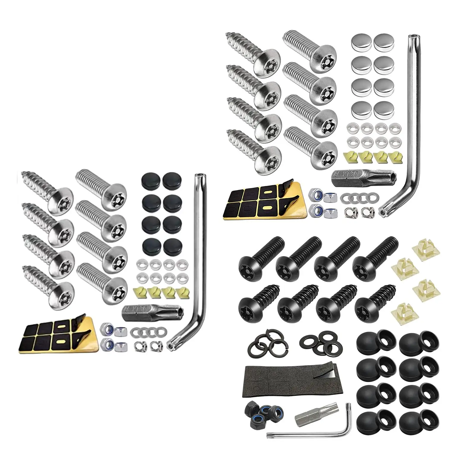 Stainless-Steel-License-Plate-Screws-Set-Car-Tag-Bolts-Fastener-Caps ...
