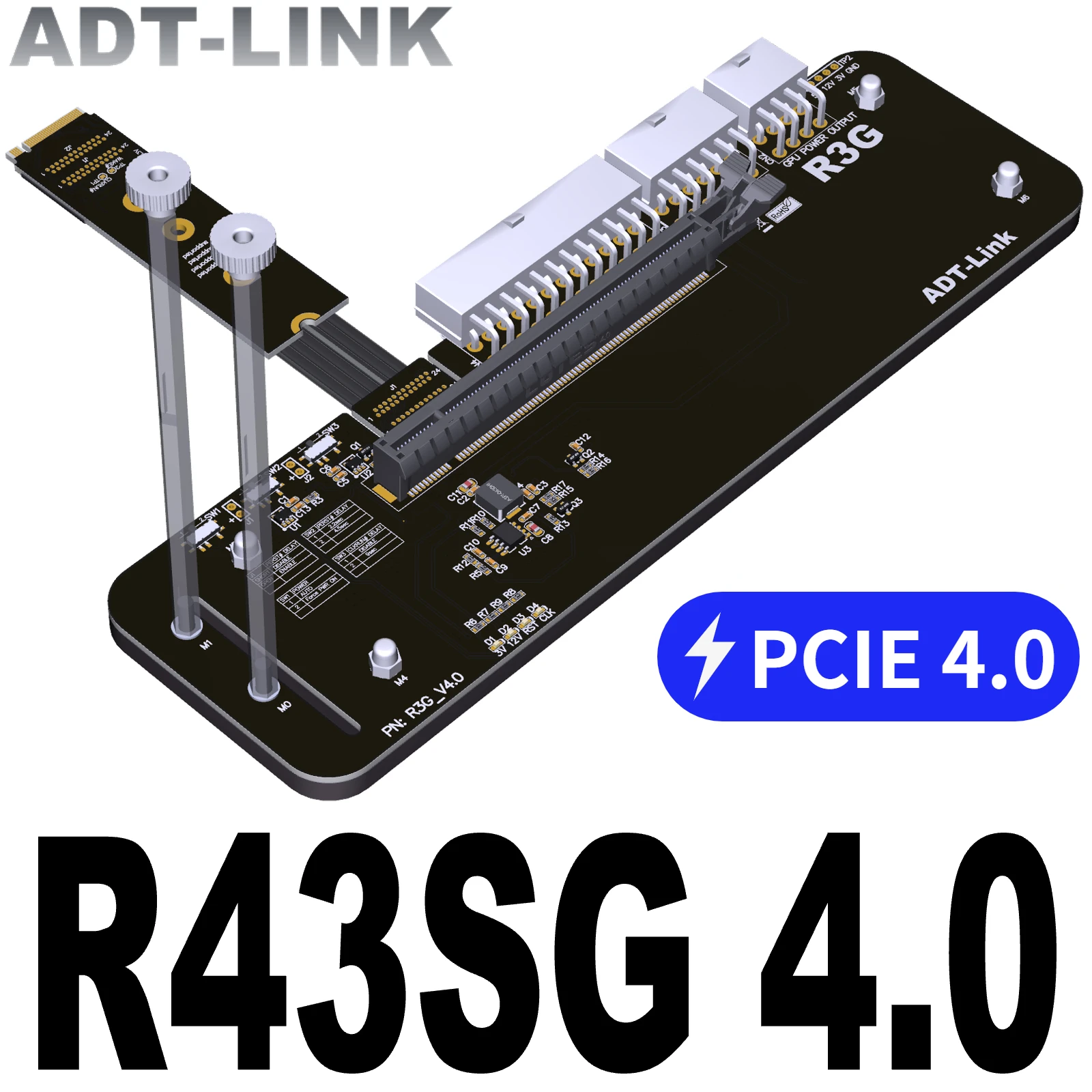 R43SG 4.0 M.2 NVMe TO PCIe 3.0 / 4.0 X16 GPU PCI E 16X ถึง M.2 M สาย ...