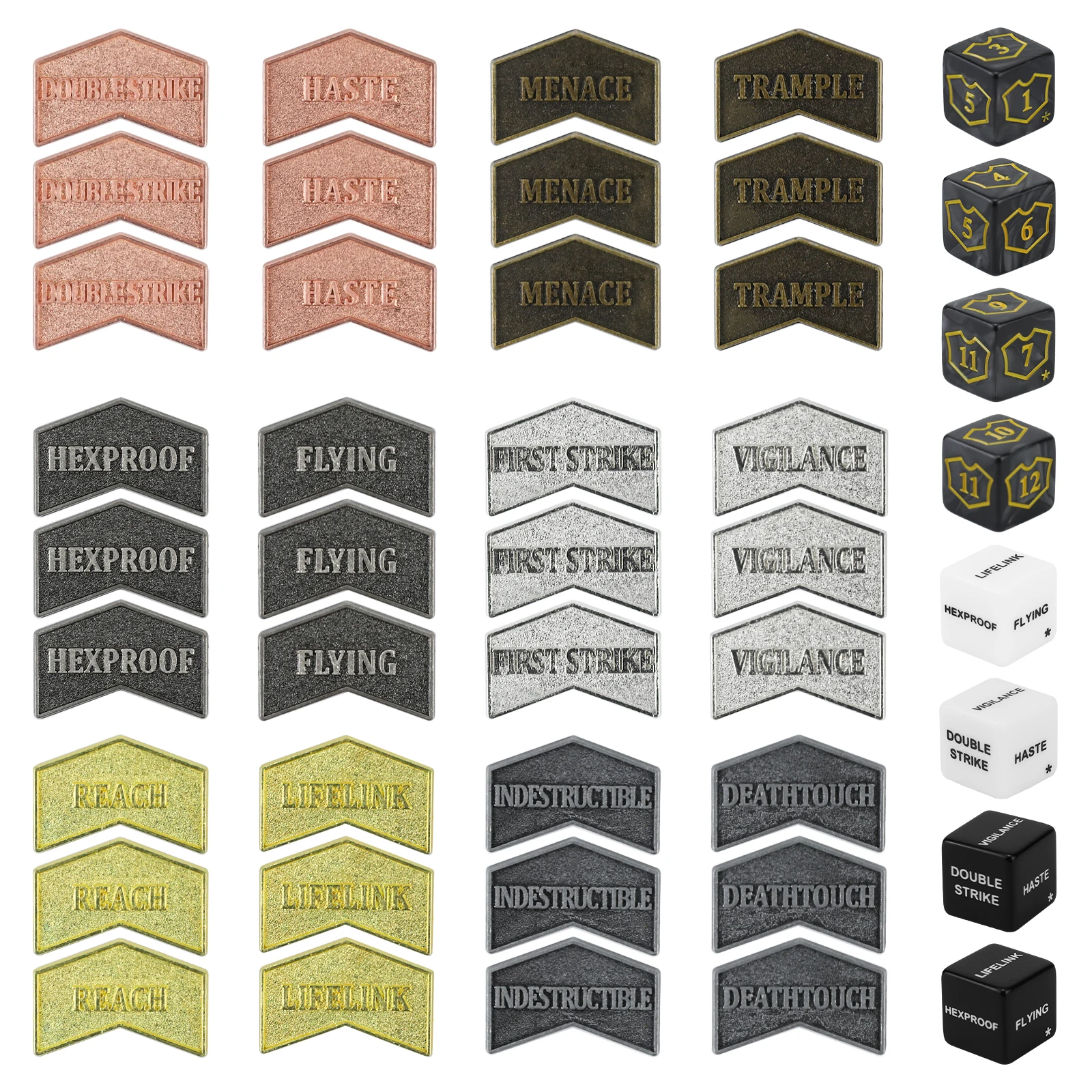 68Pcs MTG Antique Metal Buff Counter Tokens & Keyword Counters Dice Set ...