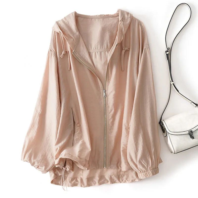 Summer-Hooded-Sun-Protection-Clothing-Women-s-Casual-Zipper-Ultra-thin ...