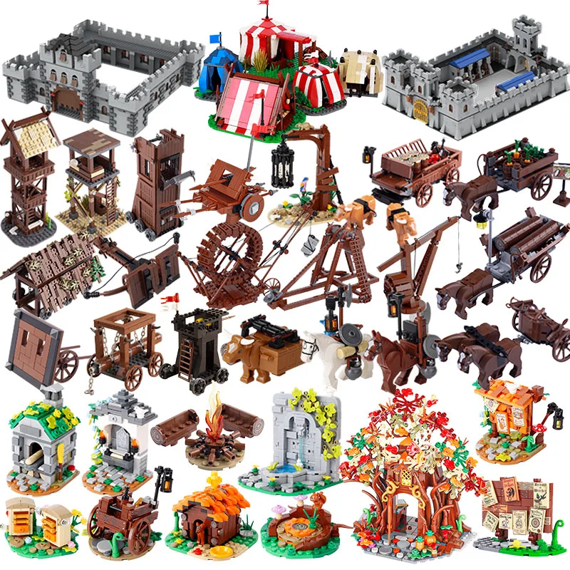 Castelo medieval torre de cerco armas blocos de construção kit ...
