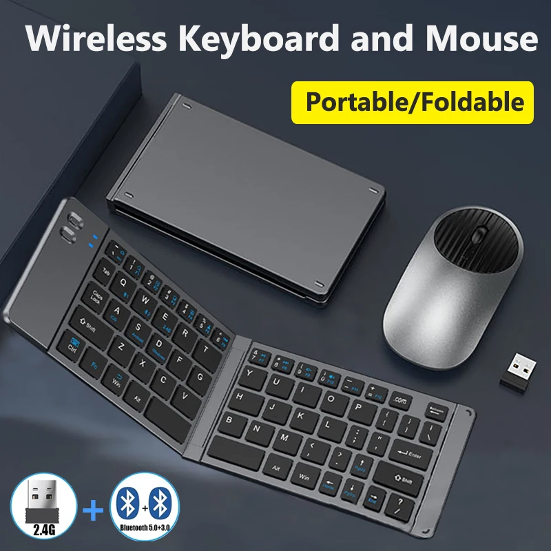 Folding-Keyboard-and-Mouse-2-4G-Mini-Keypad-Bluetooth-Wireless-Portable ...