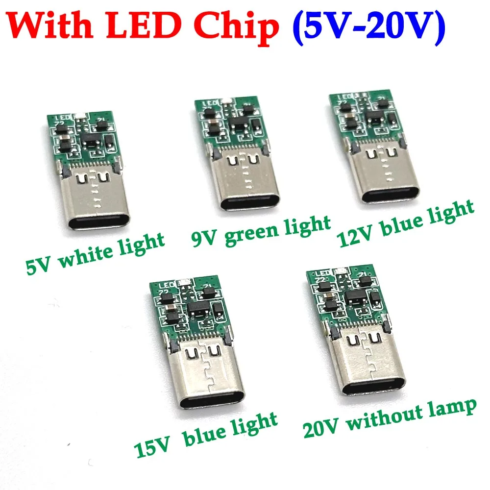 PD-5V-9V-12V-15V-20V-USB-type-c-female-Connectors-With-Chip-LDE-light ...