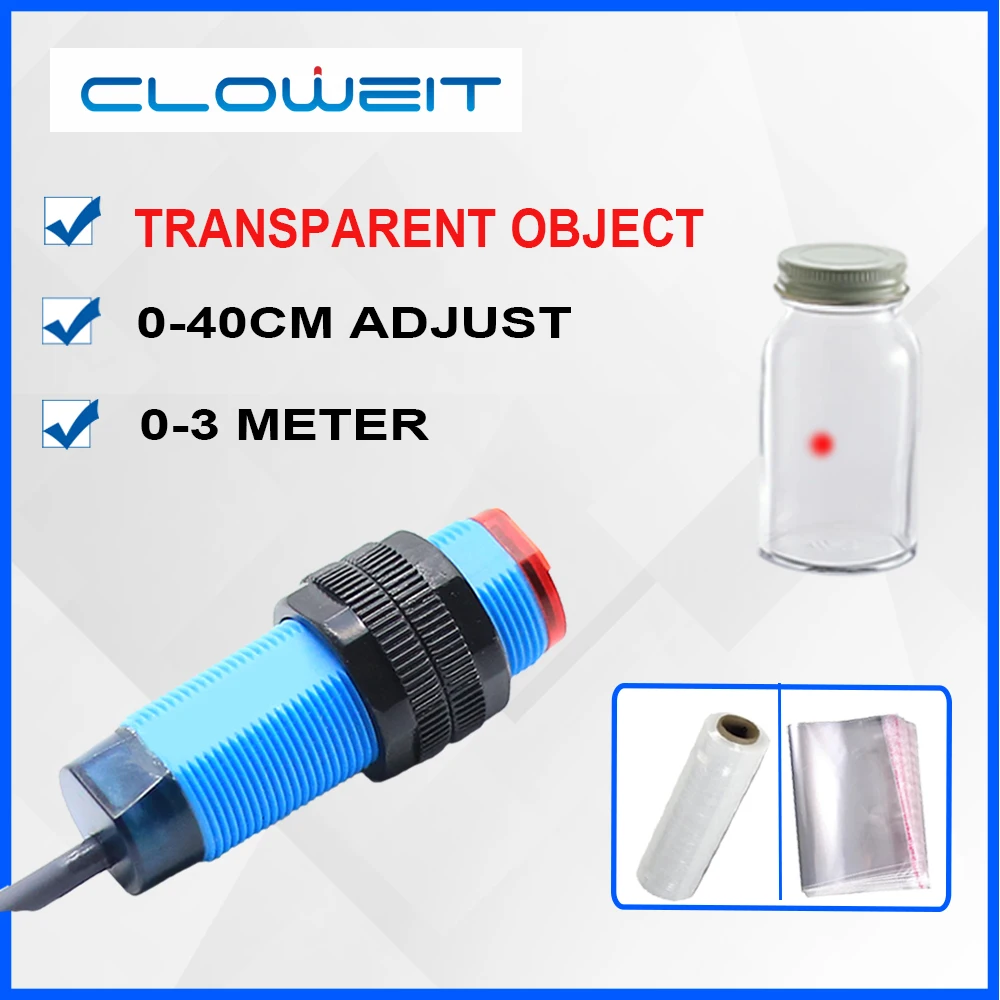 CLOWEIT-M18-Transparent-Glass-Detection-Photocell-Diffuse-Reflect ...