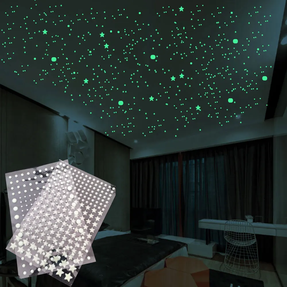 Highlighting Night Light Stickers Luminous 3D Stars Moon For Children's ...