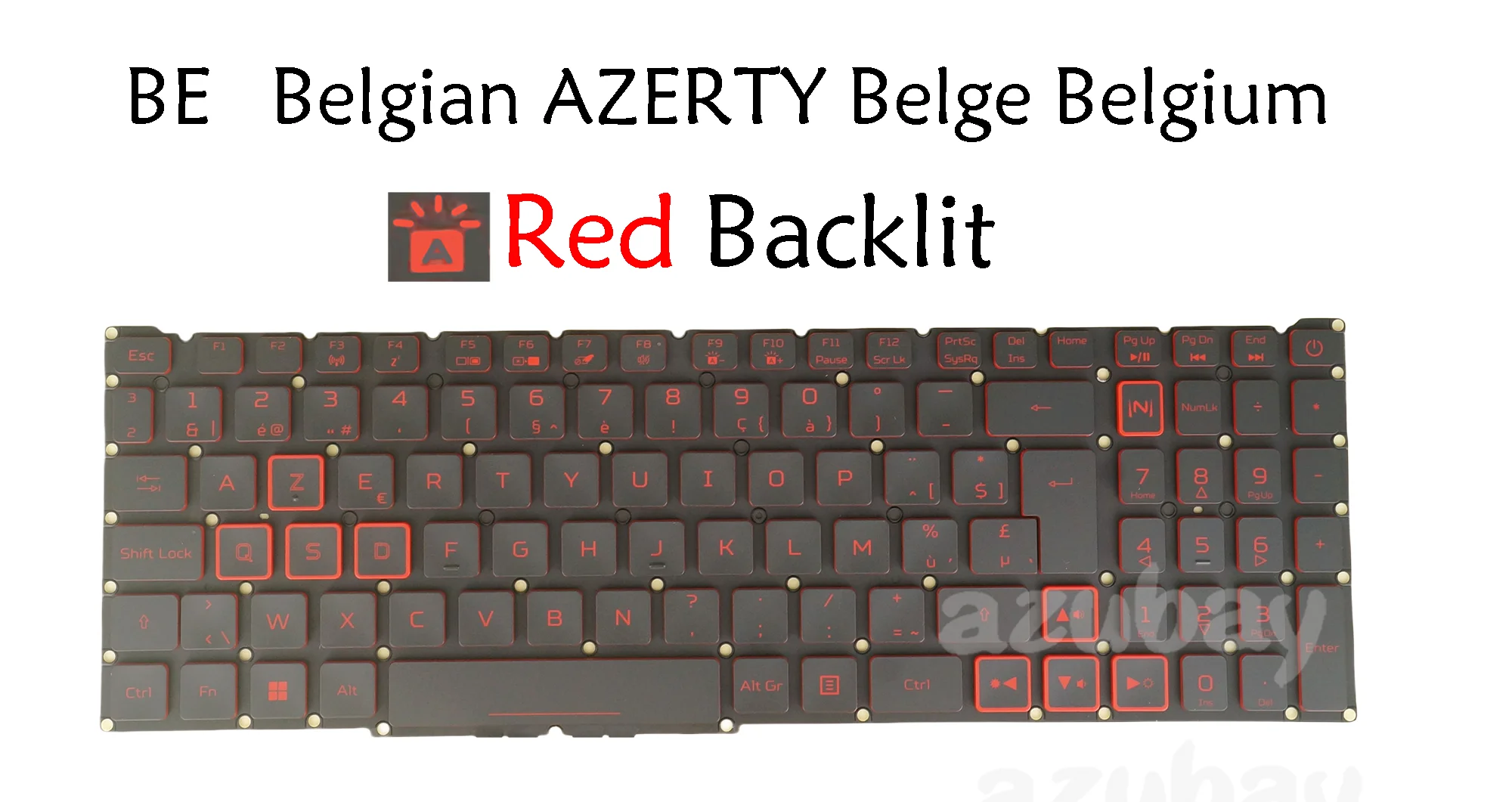 Belgian AZERTY Red Backlit Laptop Keyboard For Acer Aspire Nitro AN515 ...