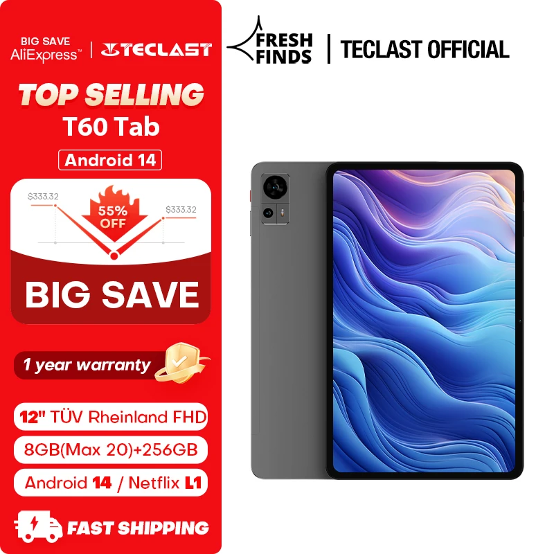 Teclast-Tableta T60 de 12 pulgadas, Tablet 2K con Android 14, 8GB ...