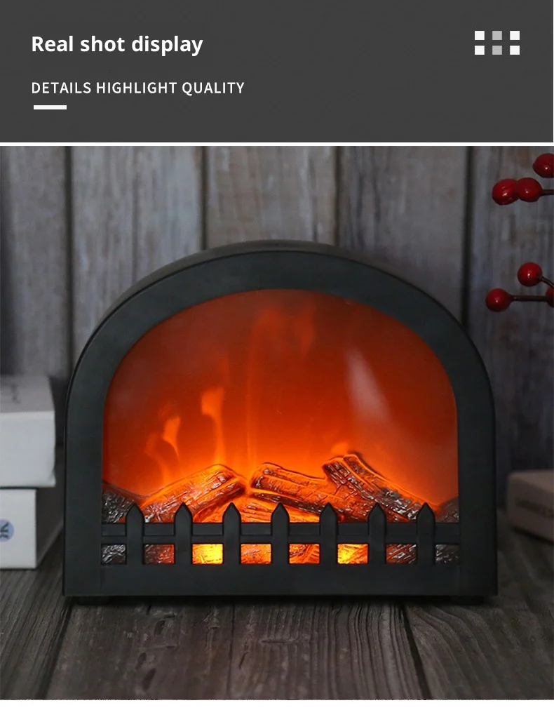 LED Fireplace Lamp Realistic 3d Flame Arched Vintage Style for Indoor ...