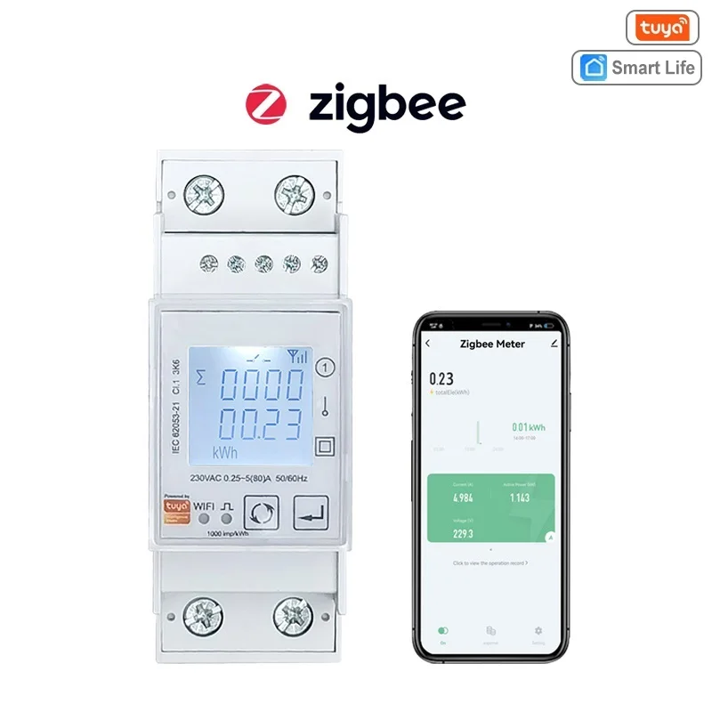 Tuya-Smart-ZigBee-Energy-Meter-Monof-sico-80A-Trilho-Din-Monitor-de ...