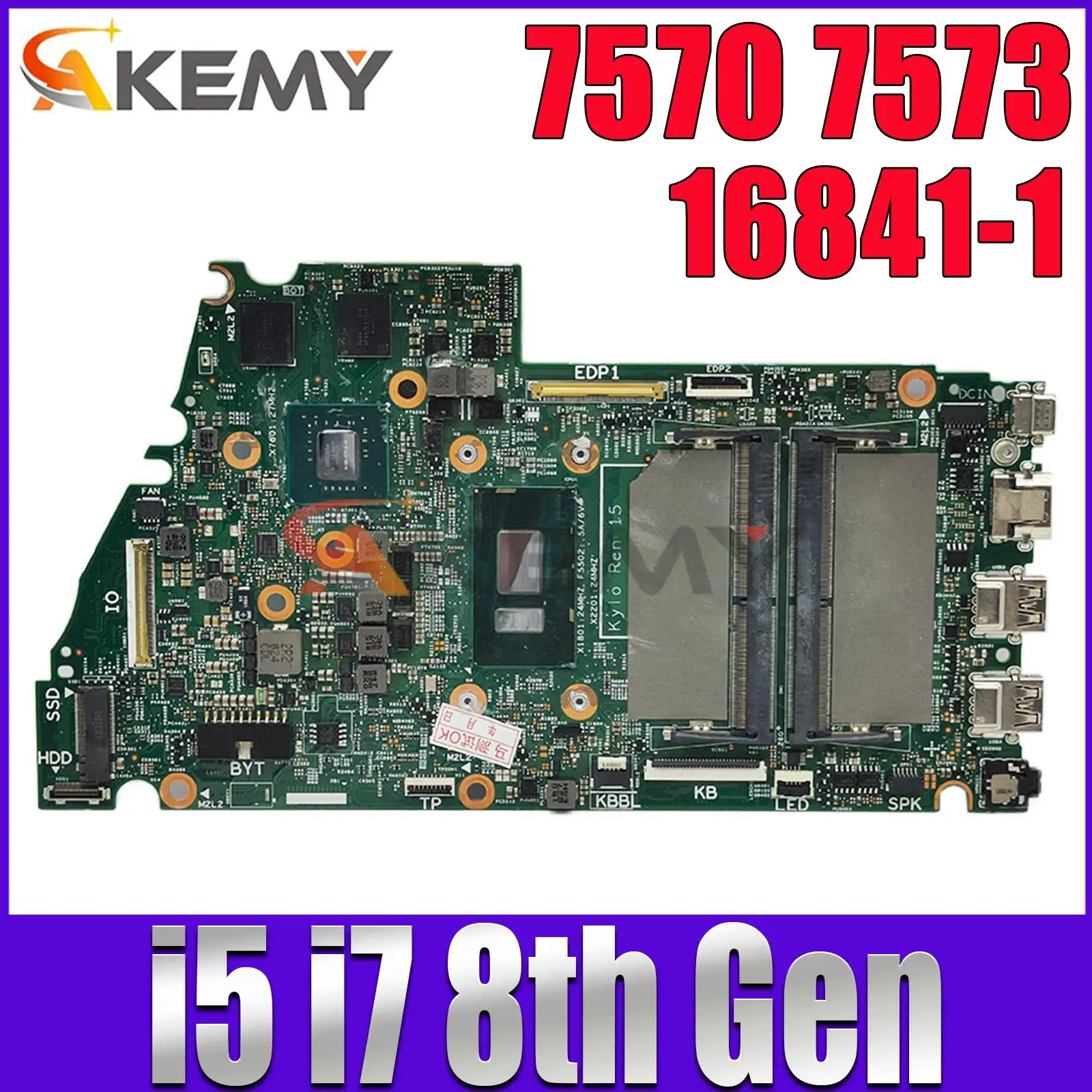 16841-1-For-Dell-Inspiron-7570-7573-Laptop-Motherboard-With-I5-8250U-I7 ...