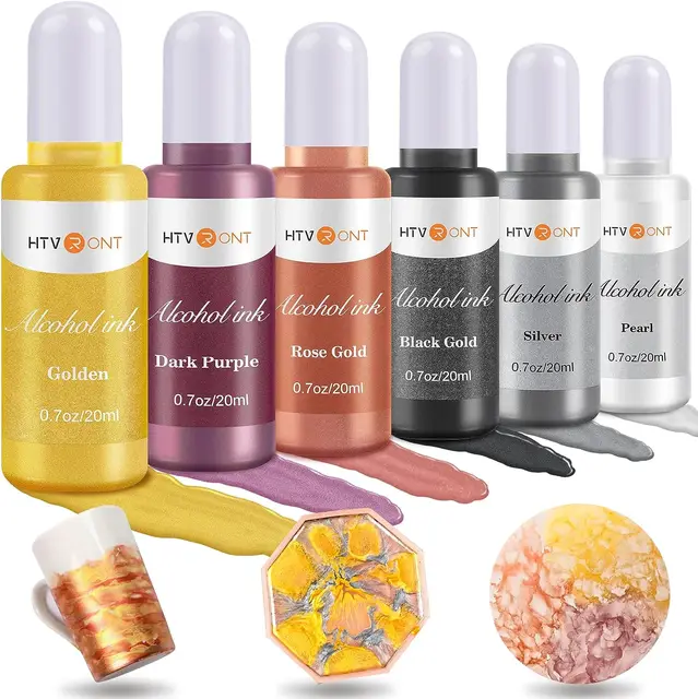 HTVRONT Colors 20ML Metallic Alcohol Ink Set Resin Pigment, 42% OFF
